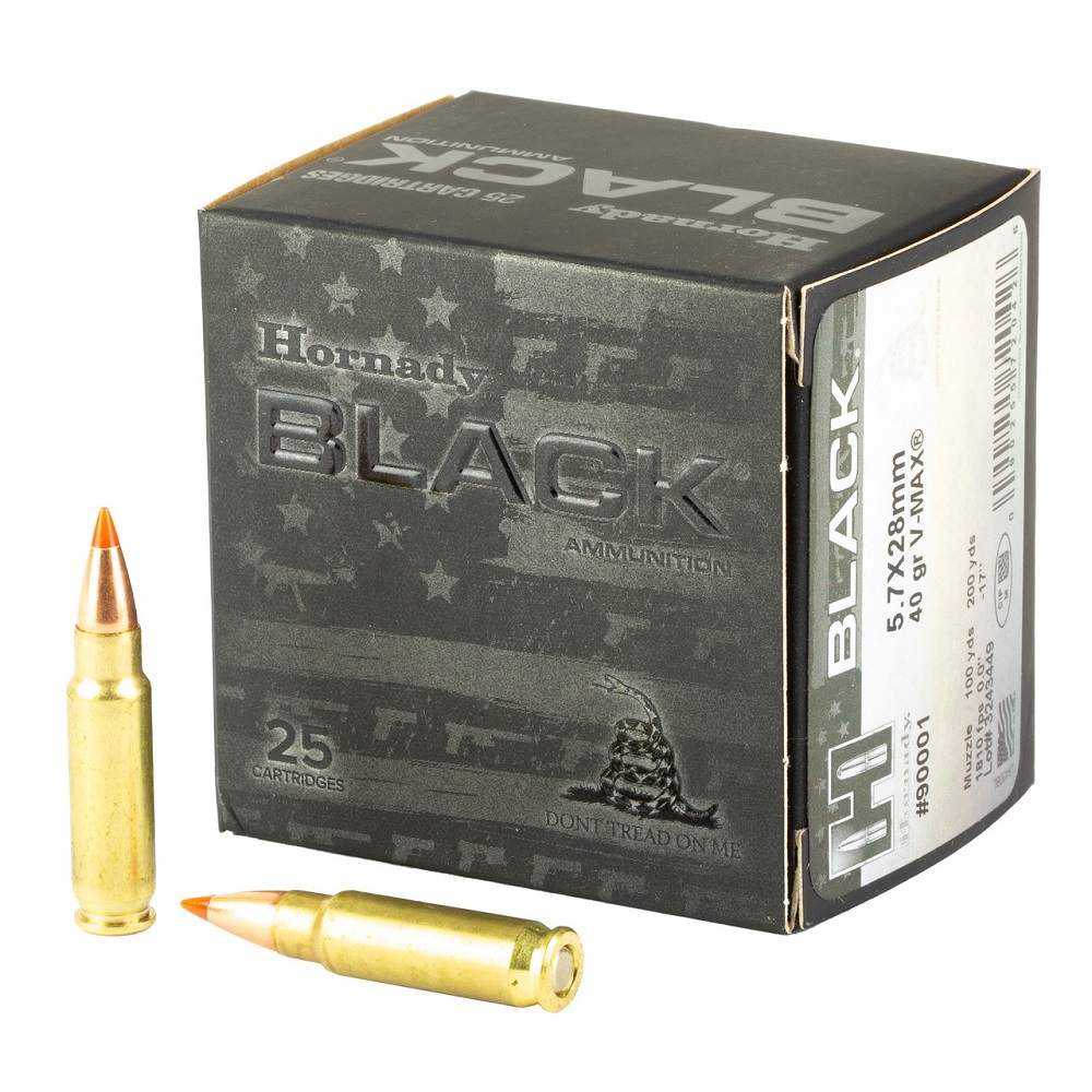 BOITE DE 25 CARTOUCHES HORNADY 5.7x28MM 40GR V-MAX BLACK 90001* - Sidam